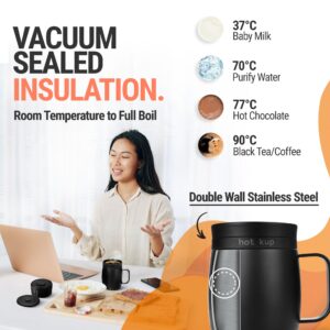 HOT KUP Heated Coffee Mug 14oz Temperature Controlled Smart Cup Black