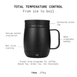 HOT KUP Heated Coffee Mug 14oz Temperature Controlled Smart Cup Black