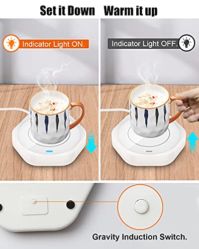 Demasone Coffee Warmer, Coffee Mug Warmer with Smart Sensor Switch, Coffee Cup Warmer for Desk，Thermostatic Electric Mug Warmer for Heating Coffee, Beverage, Milk, Tea, White