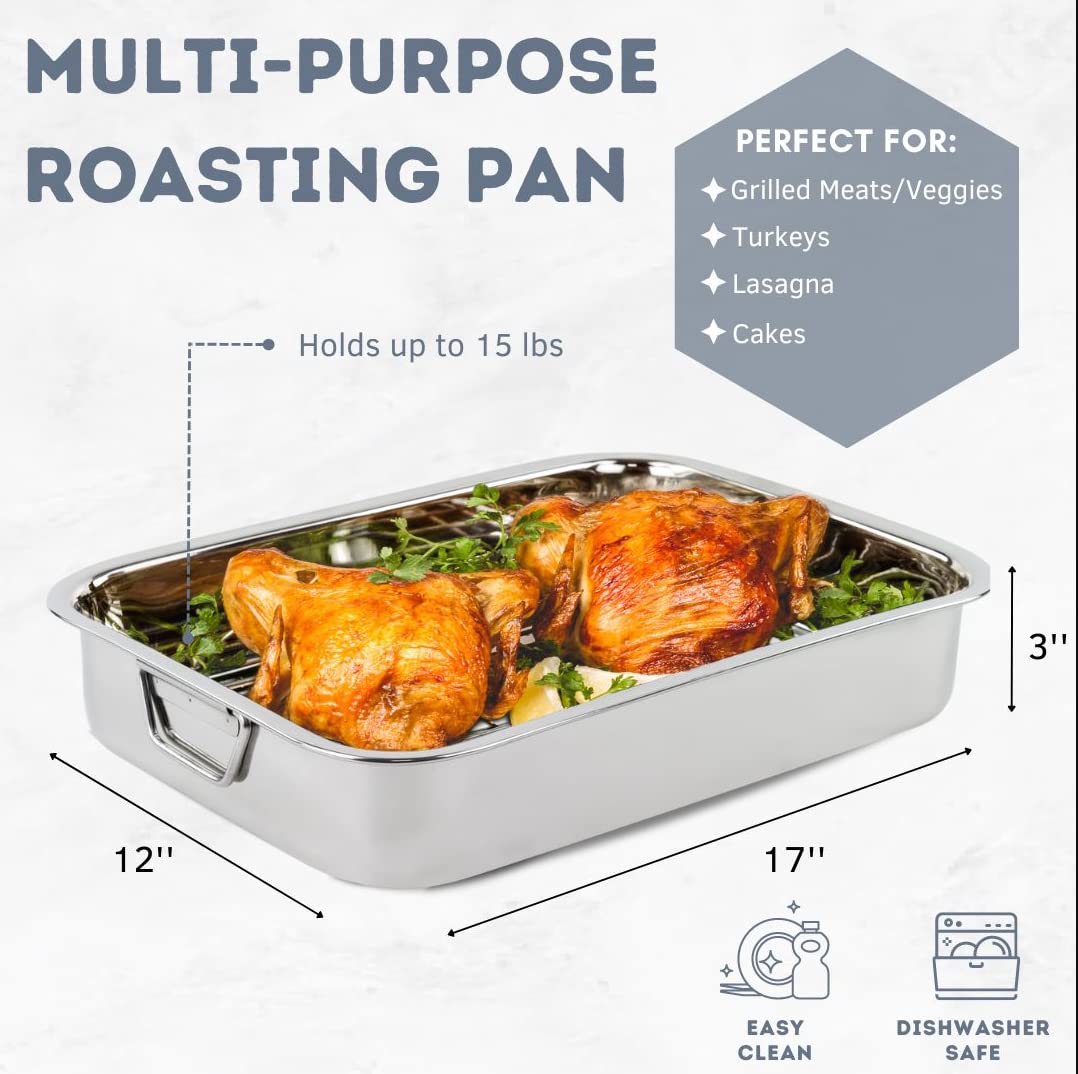 Lexi Home Stainless Steel LasagnaRoasting Pan