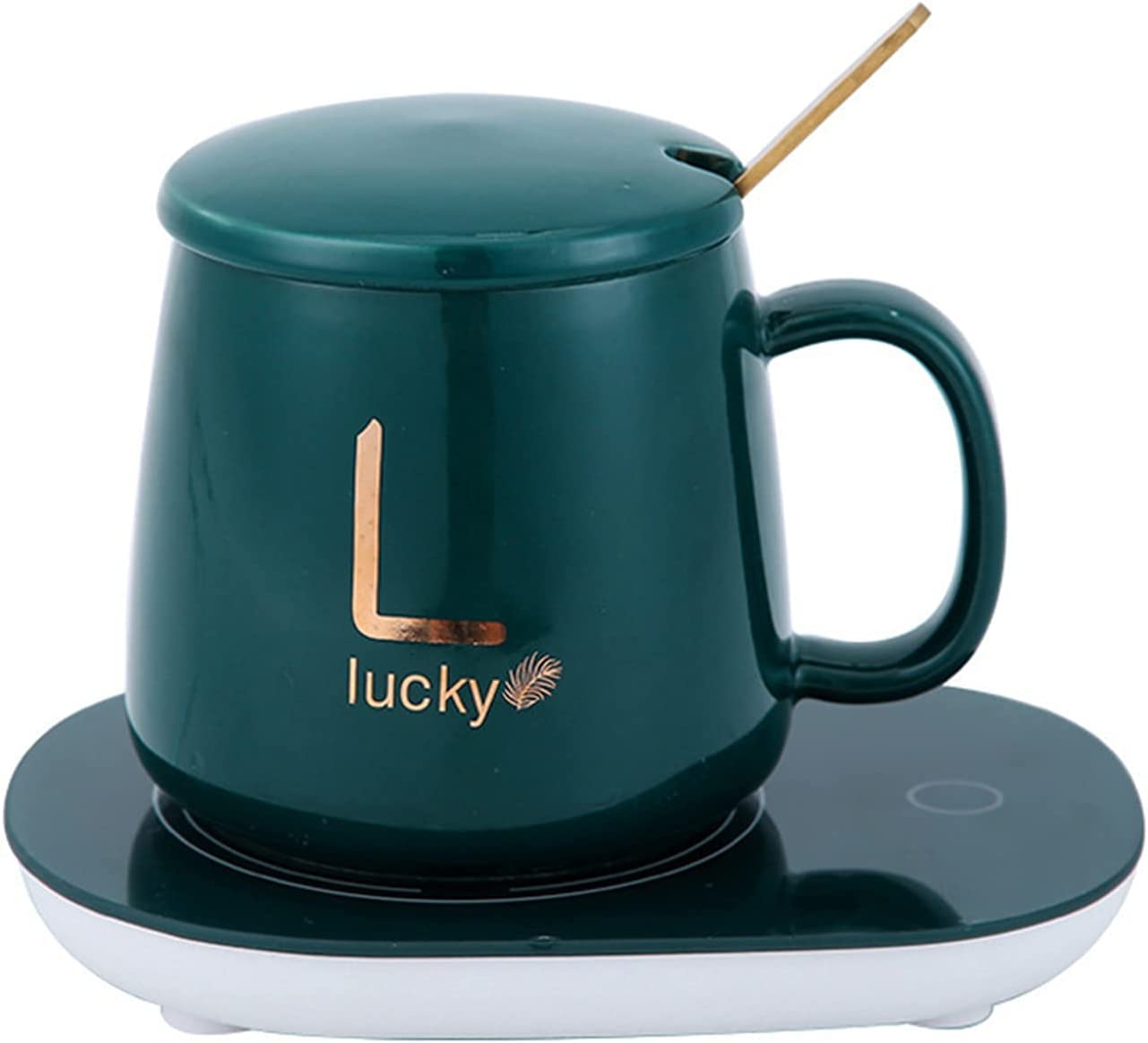 PUPZY Smart Coffee Set Auto On/Off Gravity-Induction Mug Office Desk Use, Candle Wax Cup Warmer Heating Plate (Up to 131F/55C), 14oz