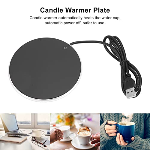 USB Candle Warmer, Candle Warmer Plate Auto Shut Off Small Portable 5V 2A Coffee Warmer for Home Office(Silver)