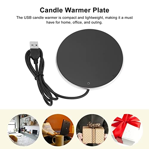 USB Candle Warmer, Candle Warmer Plate Auto Shut Off Small Portable 5V 2A Coffee Warmer for Home Office(Silver)