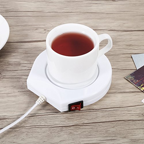 Coffee Mug Warmer, Electric Powered Cup Warmer Heater Pad Mat for Coffee Tea Milk Mug, Desktop Beverage Warmer for Office Home, White, 110V US Plug