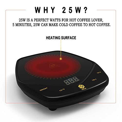 Mug Warmer for Desk Auto Shut Off 25W Coffee Warmer Three Adjustable Temperature Cup Warmer for Coffee, Beverage, Milk, Tea and Hot Chocolate (No Cup)