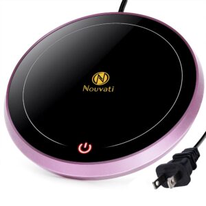 nouvati candle warmer/mug warmer/coffee warmer for desk auto shut-off: excellent heating, 2 heating modes, safety features, sleek desig& compact; tea warmer (rose pink 4h)