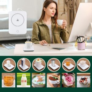 Misby Mug Warmer, Coffee Cup Warmer with Auto Shut Off Coffee Warmer for Desk Use, Electric Coffee Mug Warmer Keep Coffee, Beverage, Milk, Tea （White +Green）