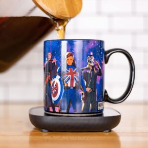 uncanny brands marvel what if mug warmer with mug – keeps your favorite beverage warm - auto shut on/off