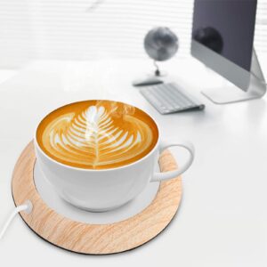 Zerone USB Wood Grain Cup Warmer Heat Beverage Mug Mat Office Tea Coffee Heater Pad Coffee Milk Tea Water Cocoa Office Desk Home Christmas Birthday Lover Black(Light Walnut Grain)