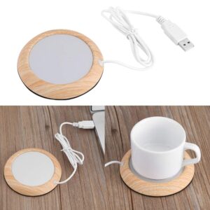 GOTOTOP Coffee Mug Warmer USB Desktop Beverage and Tea Cup Warmer Plate for Desk Office Home Use (Bright Wooden Grain)