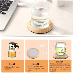 GOTOTOP Coffee Mug Warmer USB Desktop Beverage and Tea Cup Warmer Plate for Desk Office Home Use (Bright Wooden Grain)