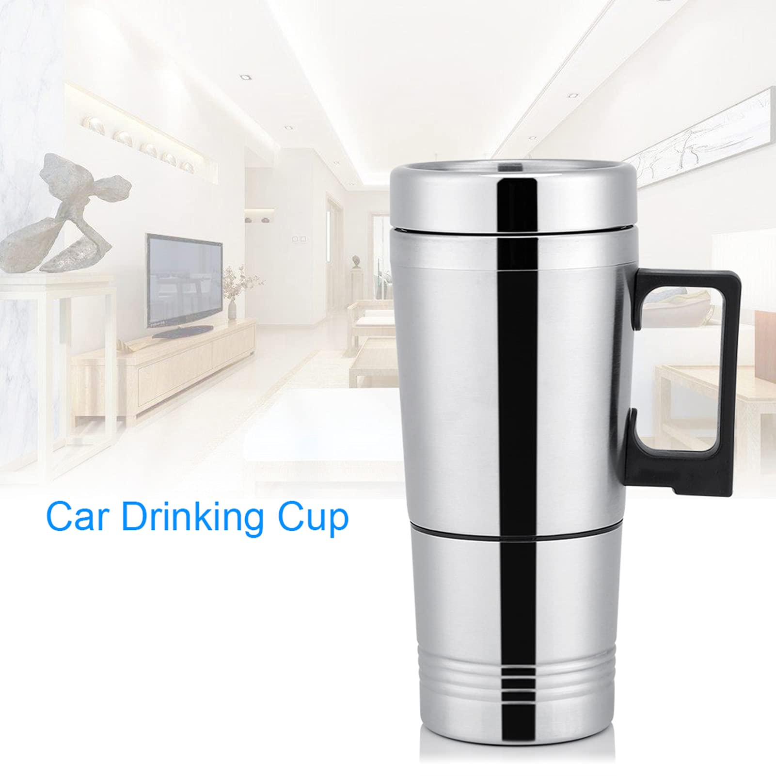 12V/24V 300ml Car Heating Bottle 304 Stainless Steel Electric Cup In-Car Travel Heating Cup for Heating Water Coffee Milk Tea in Travel (24V)