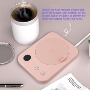 Lemiyoo Coffee Mug Warmer,Cup Warmer Plate for Desk,Auto Shut Off,Smart Beverage Electric Candle Warmer for Coffee,Tea,Gifts for Parents, Family, Friends, Christmas (Pink)