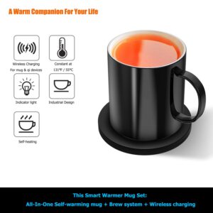 Electric Coffee Mug Warmer 12oz Beverage Mug Set with Auto On/Off 24 Watt Warmer Coaster Up to 55℃/131℉, Keeps Coffee Milk Tea Warm All Day