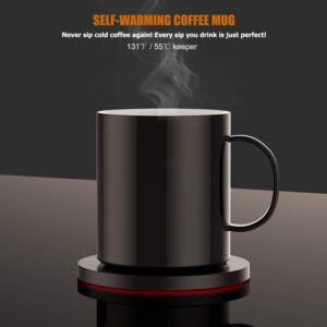 Electric Coffee Mug Warmer 12oz Beverage Mug Set with Auto On/Off 24 Watt Warmer Coaster Up to 55℃/131℉, Keeps Coffee Milk Tea Warm All Day