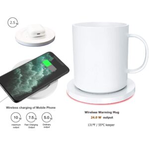 Electric Coffee Mug Warmer 12oz Beverage Mug Set with Auto On/Off 24 Watt Warmer Coaster Up to 55℃/131℉, Keeps Coffee Milk Tea Warm All Day