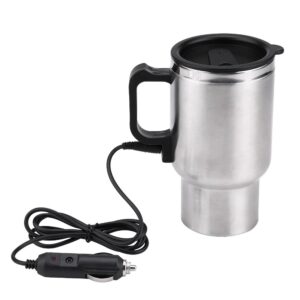 psytfei car heating cup 12v car heated mug stainless steel travel mug electric temperature control car coffee cup warmer 450ml universal car water heater mug with heater