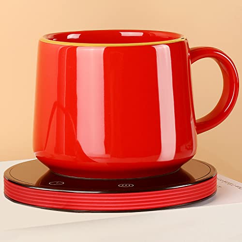 Gormazul Smart Coffee Warmer for Desk 8 Hours Auto Shut-Off Coffee, 3 Temperature Settings, Timing Setting Shut Off After 1-12 Hours Feature, Electric Cup Warmer for Coffee,Tea (Red)