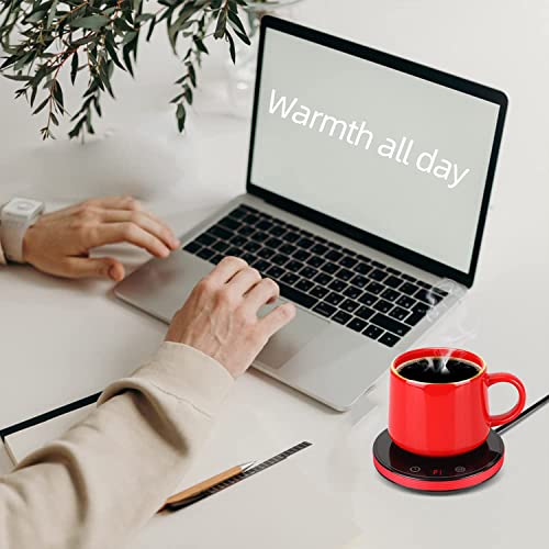 Gormazul Smart Coffee Warmer for Desk 8 Hours Auto Shut-Off Coffee, 3 Temperature Settings, Timing Setting Shut Off After 1-12 Hours Feature, Electric Cup Warmer for Coffee,Tea (Red)