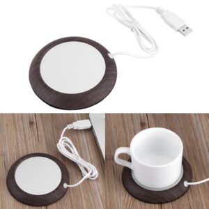 Cup Warmer, Wood Grain Cup Warmer Heat Beverage Mug Mat Office Tea Coffee Plate Tea Mug Heater Pad 5V USB Chargeable for Office Home Domitory