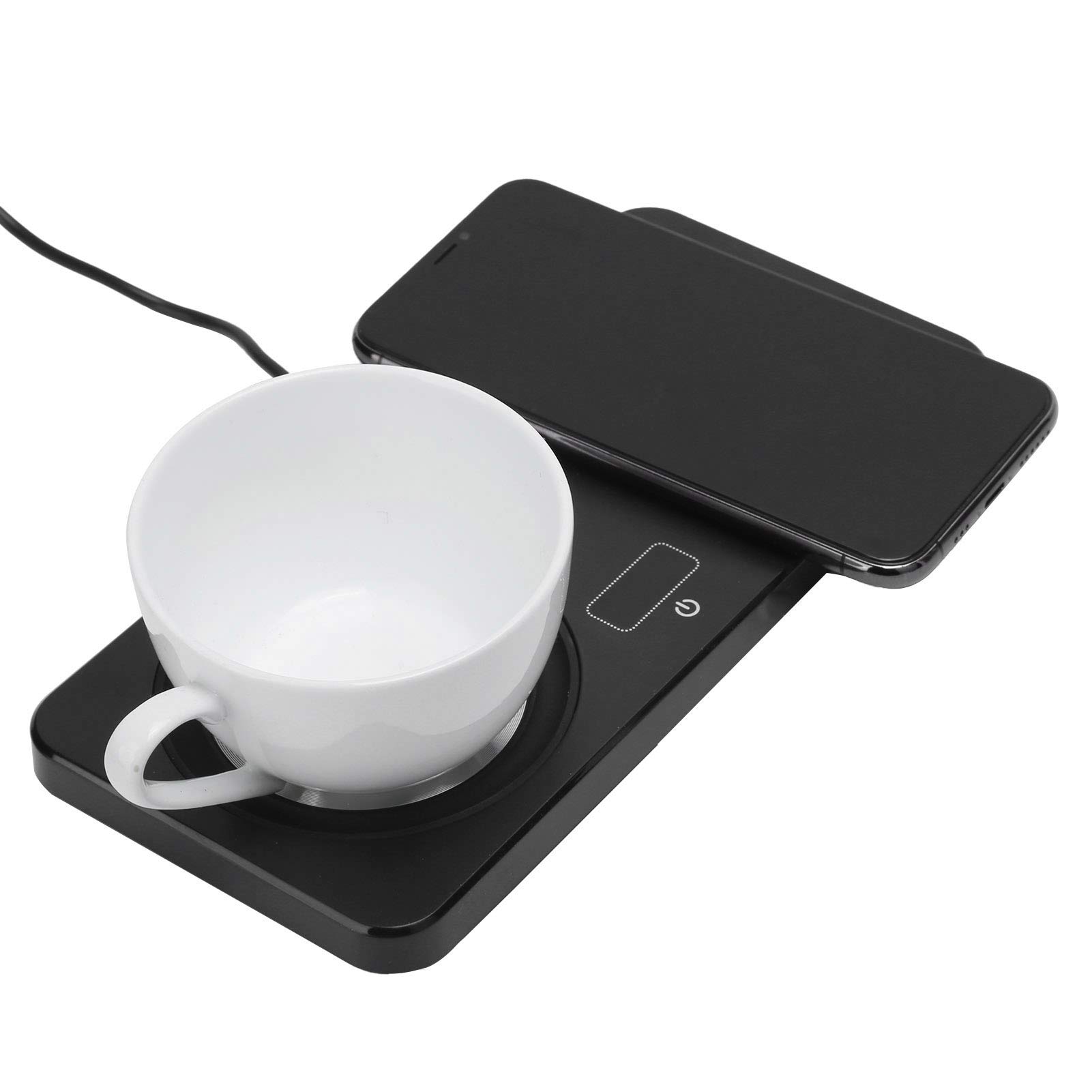 Zopsc-1 2 in 1 Coffee Mug Warmer Phone Wireless Charger Drink Heating Warmer Magnetic USB Charging US Plug