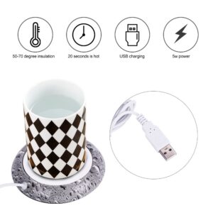 USB Port Beverage Warmer, USB Coaster Warmer USB Wood Grain Cup Warmer Heat Beverage Mug Mat Office Tea Coffee Heater Pad(Water Bead Pattern)