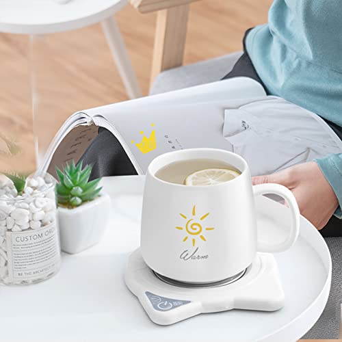 USB Coffee Mug Warmer, Constant Temperature 131℉/55℃ for Coffee, Chocolate, Milk, Tea and Water (White)