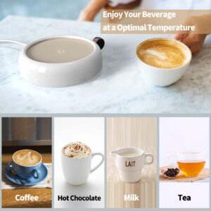 CALAVAK Coffee Mug Warmer for Desk with Auto Shut Off, 3 Temperatures Setting with LED Display Indication, Auto Gravity Activated Coffee, Tea & Milk with Most Style Cups (White Color)