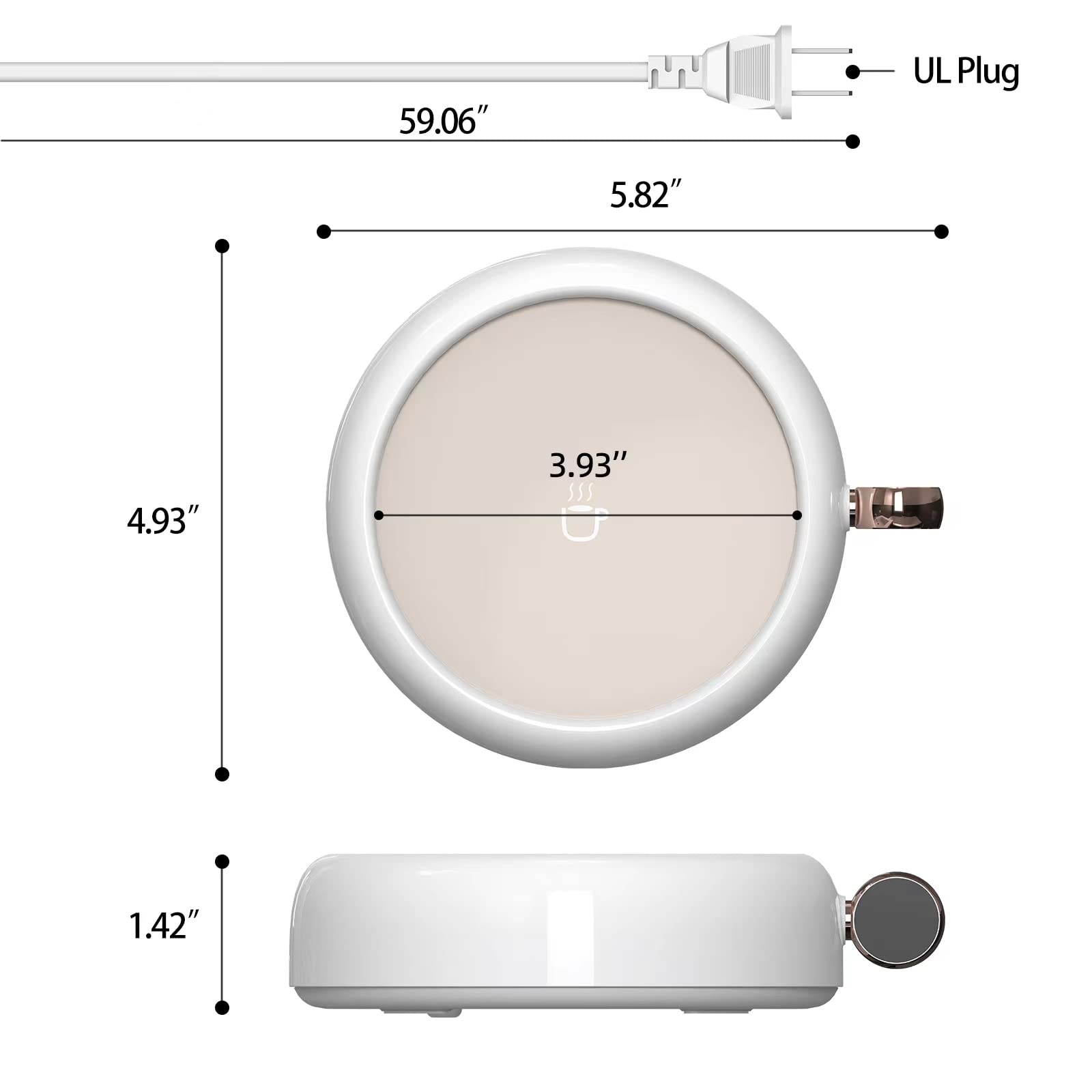 CALAVAK Coffee Mug Warmer for Desk with Auto Shut Off, 3 Temperatures Setting with LED Display Indication, Auto Gravity Activated Coffee, Tea & Milk with Most Style Cups (White Color)