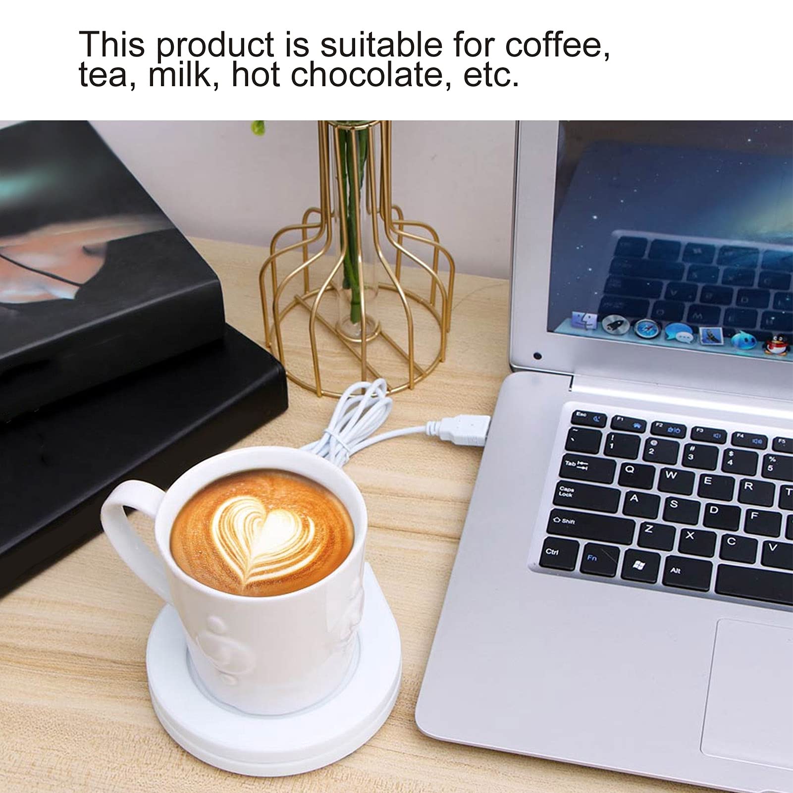 Coffee Mug Warmer, USB Powered Heater Pad ABS + Iron Coffee Heater Pad Light Small 60℃~70℃ Coffee Cup Warmer for Hot Coffee Tea Espresso Milk