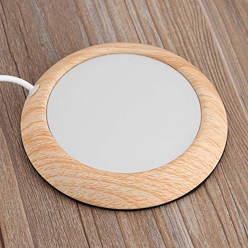 Cup Warmer, Wood Grain Cup Warmer Heat Beverage Mug Mat Office Tea Coffee Plate Tea Mug Heater Pad 5V USB Chargeable for Office Home Domitory