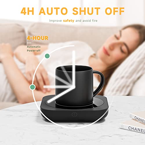 Coffee Mug Warmer, Mug Warmer for Desk, Portable Thermostatic Electric Mug Warmer- 3-Temp Settings & 4H Auto Shut Off Cup Warmer for Coffee, Beverage, Candle, Milk, Tea