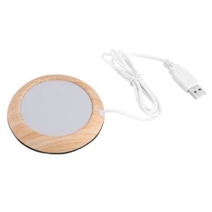 creative usb wood insulation grain cup heat beverage mug mat warmer office tea milk coffee felt heater pad coaster(bright wooden grain)