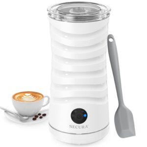 secura electric milk frother, automatic milk steamer, 4-in-1 hot & cold foam maker-8.4oz/240ml milk warmer for latte, cappuccinos, macchiato with silicone spatula, silent operation & shut-off