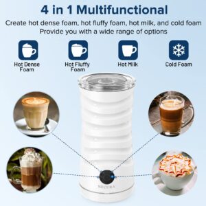 Secura Electric Milk Frother, Automatic Milk Steamer, 4-IN-1 Hot & Cold Foam Maker-8.4oz/240ml Milk Warmer for Latte, Cappuccinos, Macchiato with Silicone Spatula, Silent Operation & Shut-off