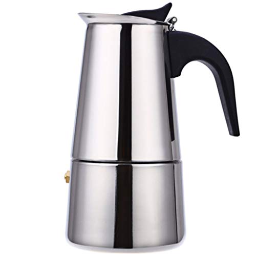 elabo Stovetop Espreeso Machine and Moka Pot for Gas or Electric Ceramic Stovetop, Italian Espresso Coffee Shot Maker for Italian Espresso, Cappuccino and Latte, Stainless Steel 304, 10 Cups