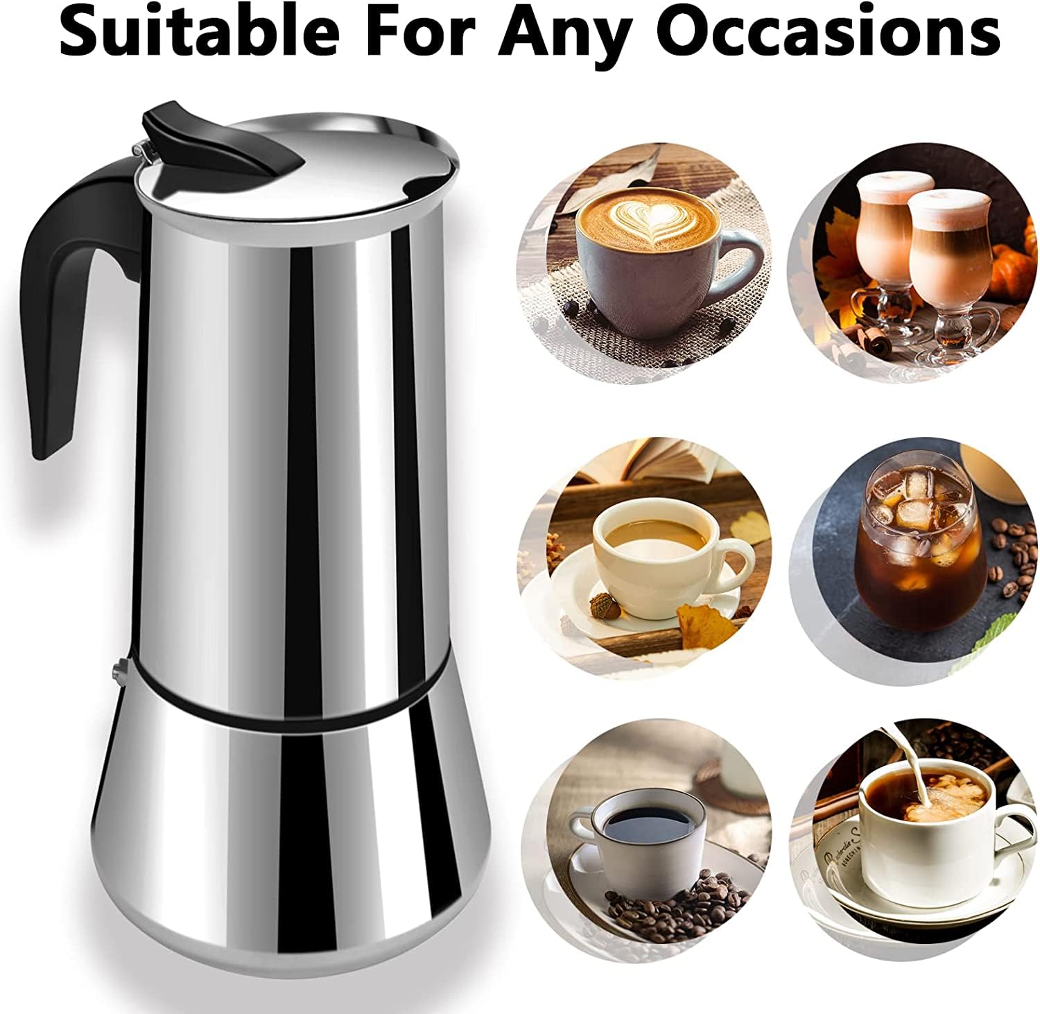 DITOSH 12 Cup 600ML 20oz Stovetop Espresso Maker Stainless Steel Moka Pot Espresso Maker Percolator Italian Coffee Maker Capable Moka Coffee Machine Cafe Percolator Maker for Home Camping