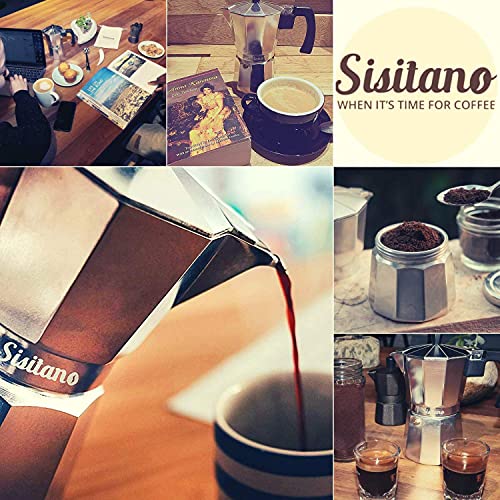 Sisitano Espresso Maker, 9oz Moka Pot 6 expresso cups, Greca Coffee Maker, Cafetera Cuban Coffee Maker, Percolator Coffee Pot, Electric/Gas Stovetop Espresso Maker inspired by Italian Coffee Makers