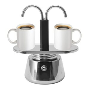 gowenic 2 cup stovetop espresso maker, moka pot classic italian coffee maker espresso maker stovetop, 100ml double head stainless steel, diy conduit coffee pot