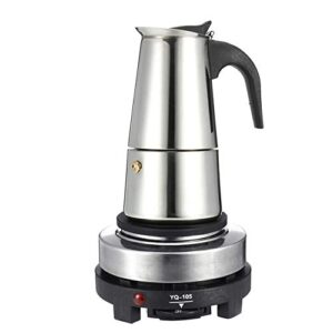 will 200450ml portable espresso coffee maker moka pot stainless steel with electric stove filter percolator coffee brewer kettle pot (200ml)