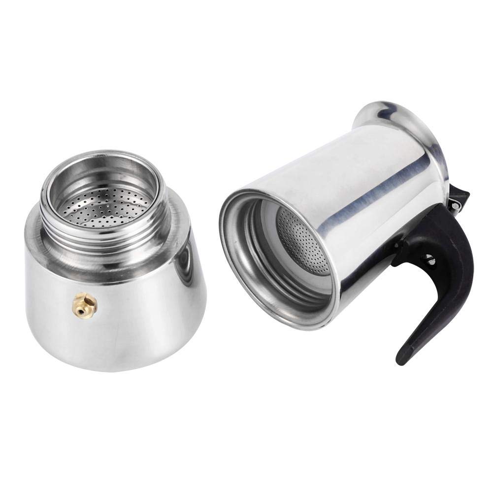 Dioche Stainless Steel Coffee Maker, 100ml/200ml/300ml/450ml Moka Pot Espresso Coffee Maker Stove for Home Office Use(100ml)