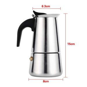 Dioche Stainless Steel Coffee Maker, 100ml/200ml/300ml/450ml Moka Pot Espresso Coffee Maker Stove for Home Office Use(100ml)