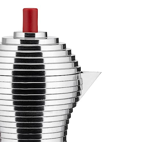 Alessi MDL02/3 R Pulcina Stove Top Espresso 3 Cup Coffee Maker in Aluminum Casting Handle And Knob in Pa, Red