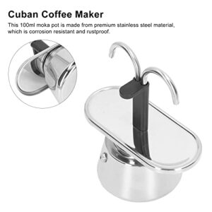 Yuecoom Stainless Steel Moka Pot, Moka Set includes Coffee Maker 2-Cup, 100ml Dual Pipe Stainless Steel Durable Food Grade Nonslip Thickened Strainer Widely Used Mocha Pot