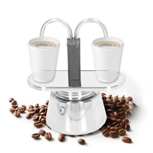 Yuecoom Stainless Steel Moka Pot, Moka Set includes Coffee Maker 2-Cup, 100ml Dual Pipe Stainless Steel Durable Food Grade Nonslip Thickened Strainer Widely Used Mocha Pot