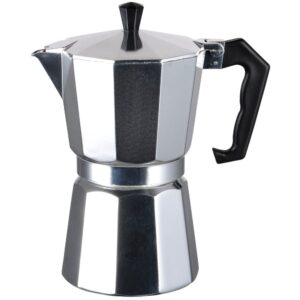 j&v textiles stovetop espresso and coffee maker, moka pot for classic italian and cuban café brewing, cafeteria, (12-cup)