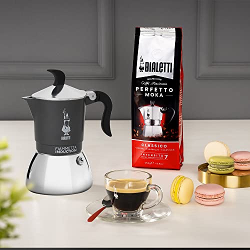 Bialetti Fiammetta Moka Pot – 4 Cup Espresso Maker – Grey Italian Stovetop Coffee Maker – Compatible with Induction Hobs