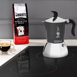 Bialetti Fiammetta Moka Pot – 4 Cup Espresso Maker – Grey Italian Stovetop Coffee Maker – Compatible with Induction Hobs