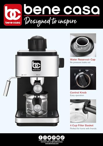 Bene Casa BC-99189 Espresso Maker, 4-Cup