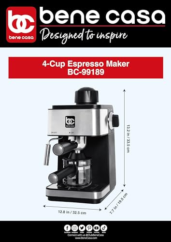 Bene Casa BC-99189 Espresso Maker, 4-Cup